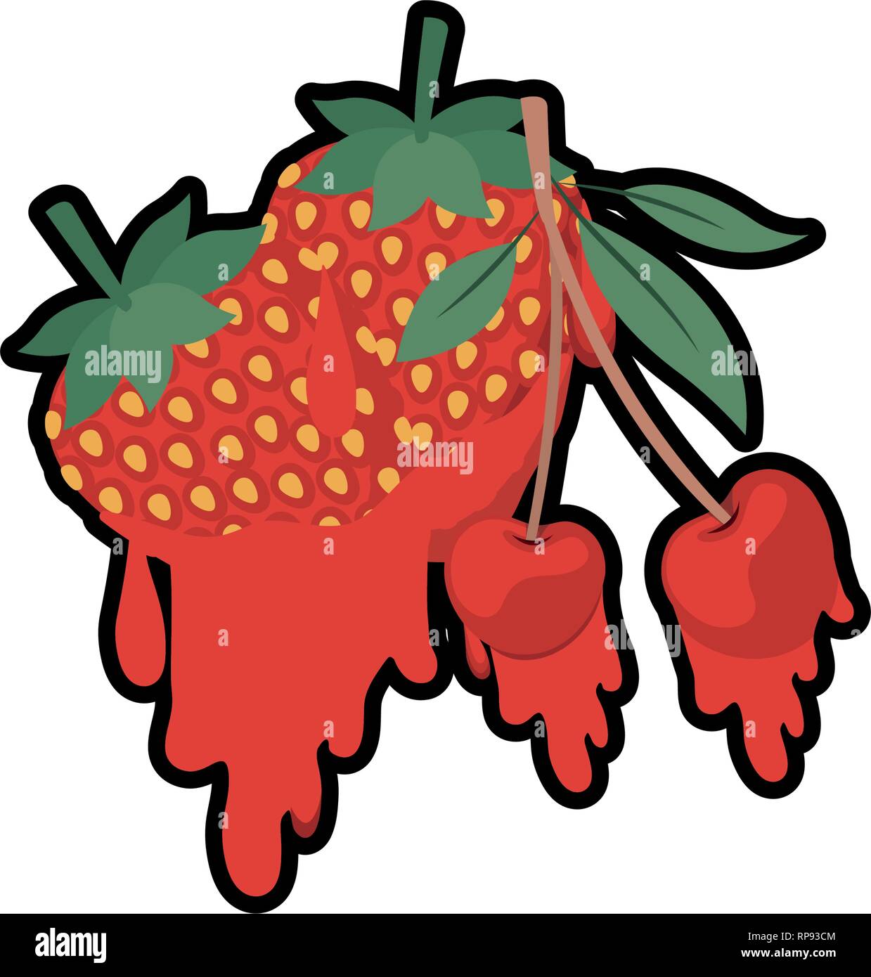 cherry and strawberry dripping icon Stock Vector Image & Art - Alamy