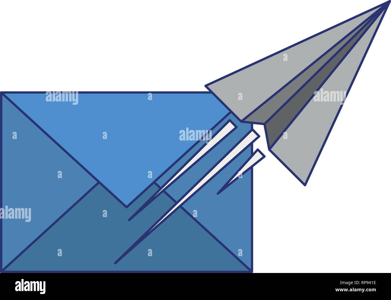email and paper plane flying symbol blue lines Stock Vector Image & Art ...