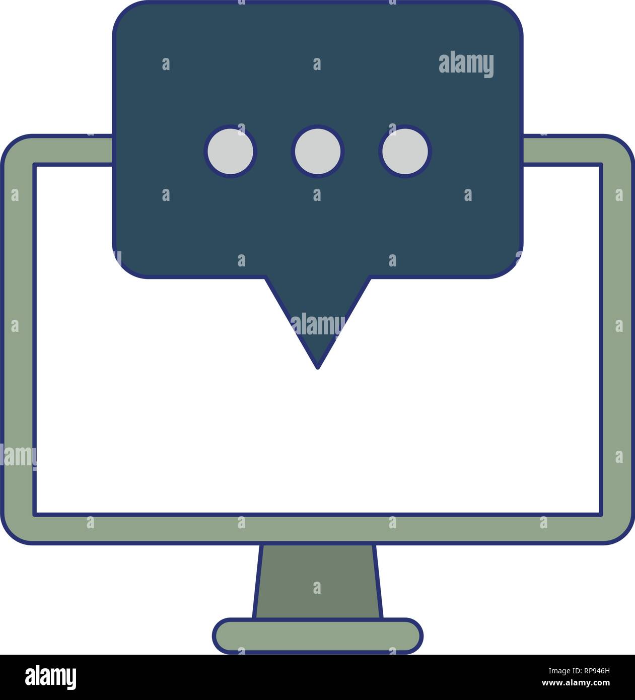 computer with chat bubble symbol blue lines Stock Vector Image & Art ...