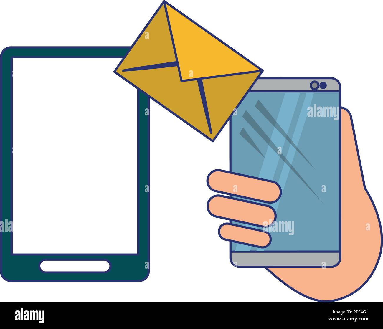 smartphones email sending symbol blue lines Stock Vector Image & Art ...