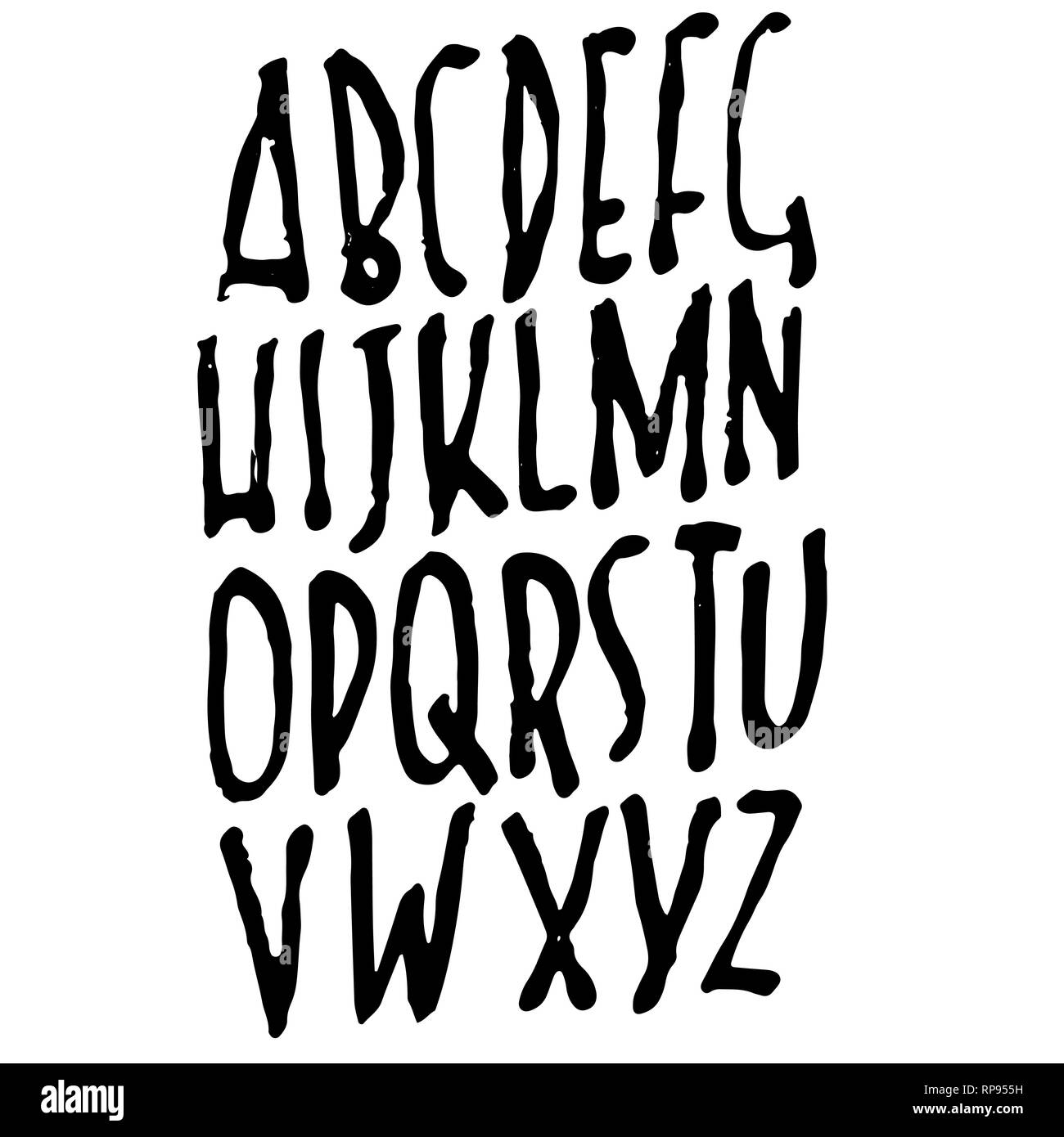 Modern brush lettering. Handdrawn grunge ink font. Vector illustration ...