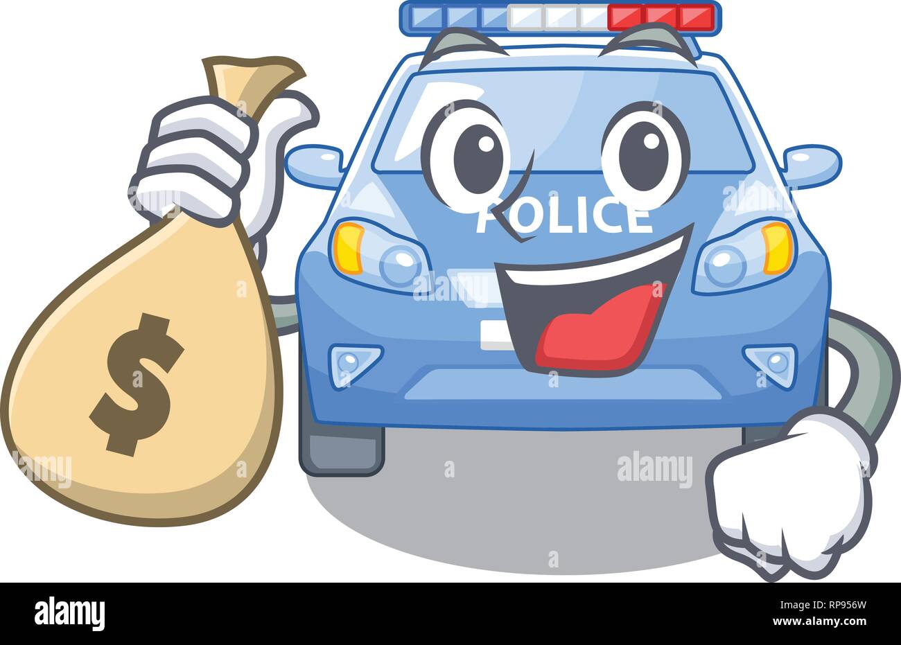 With money bag police car on a cartoon roadside Stock Vector Image ...