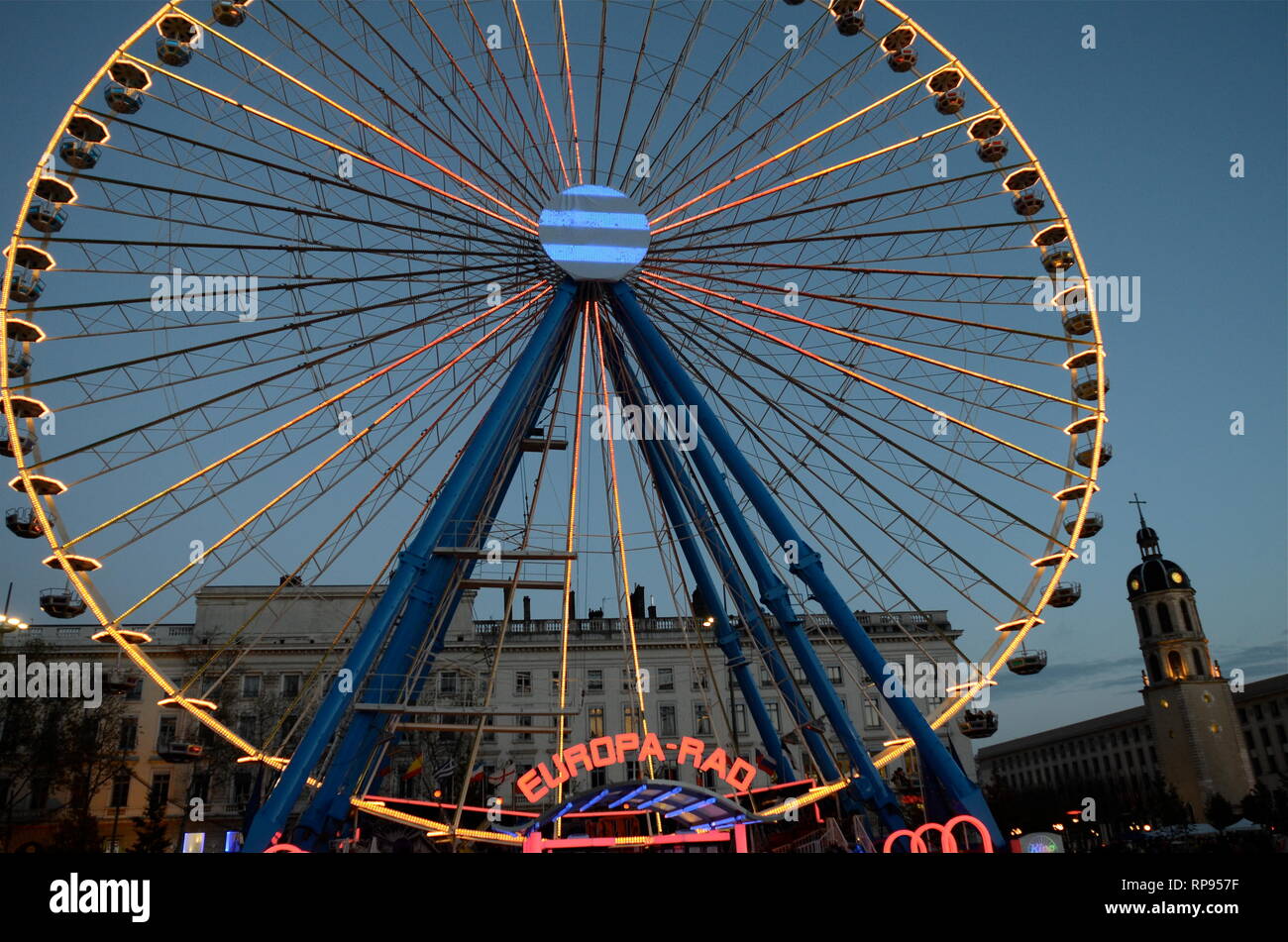 The big wheel at twilight, Lyon, France Stock Photo - Alamy