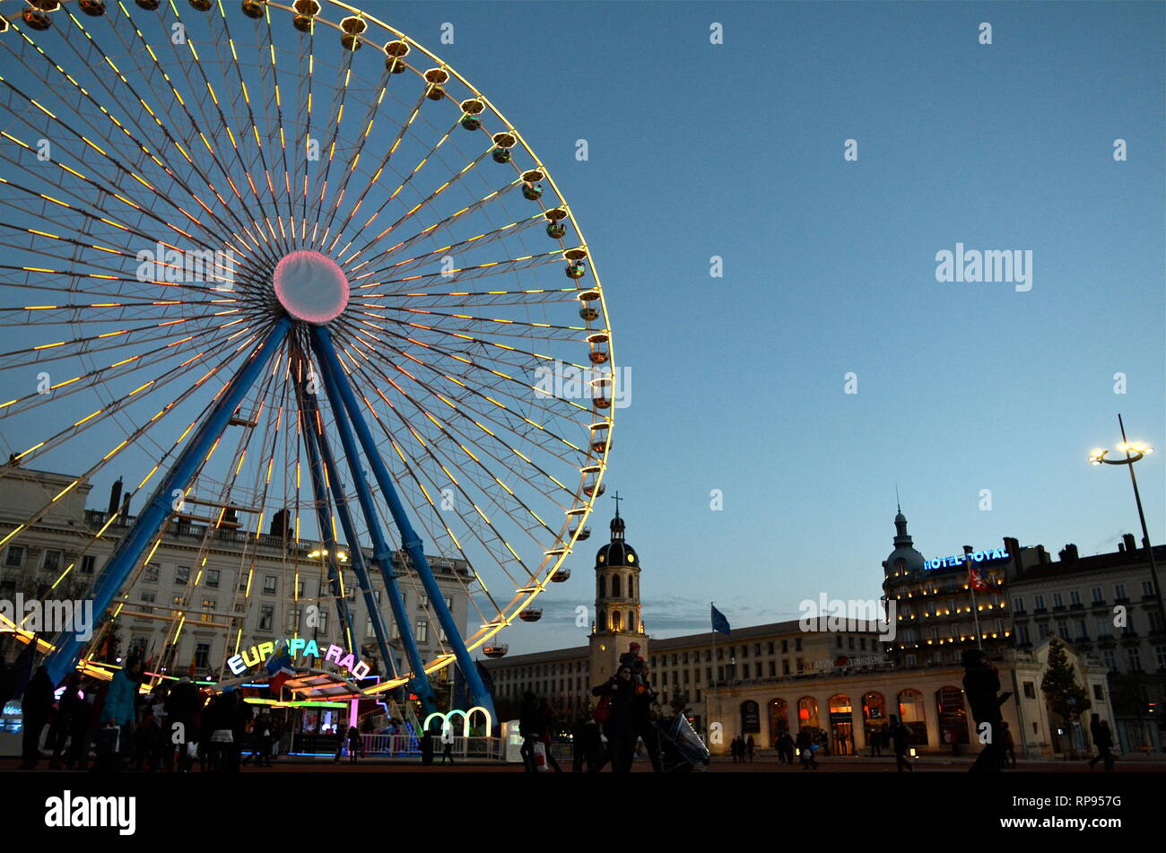 The big wheel at twilight, Lyon, France Stock Photo - Alamy