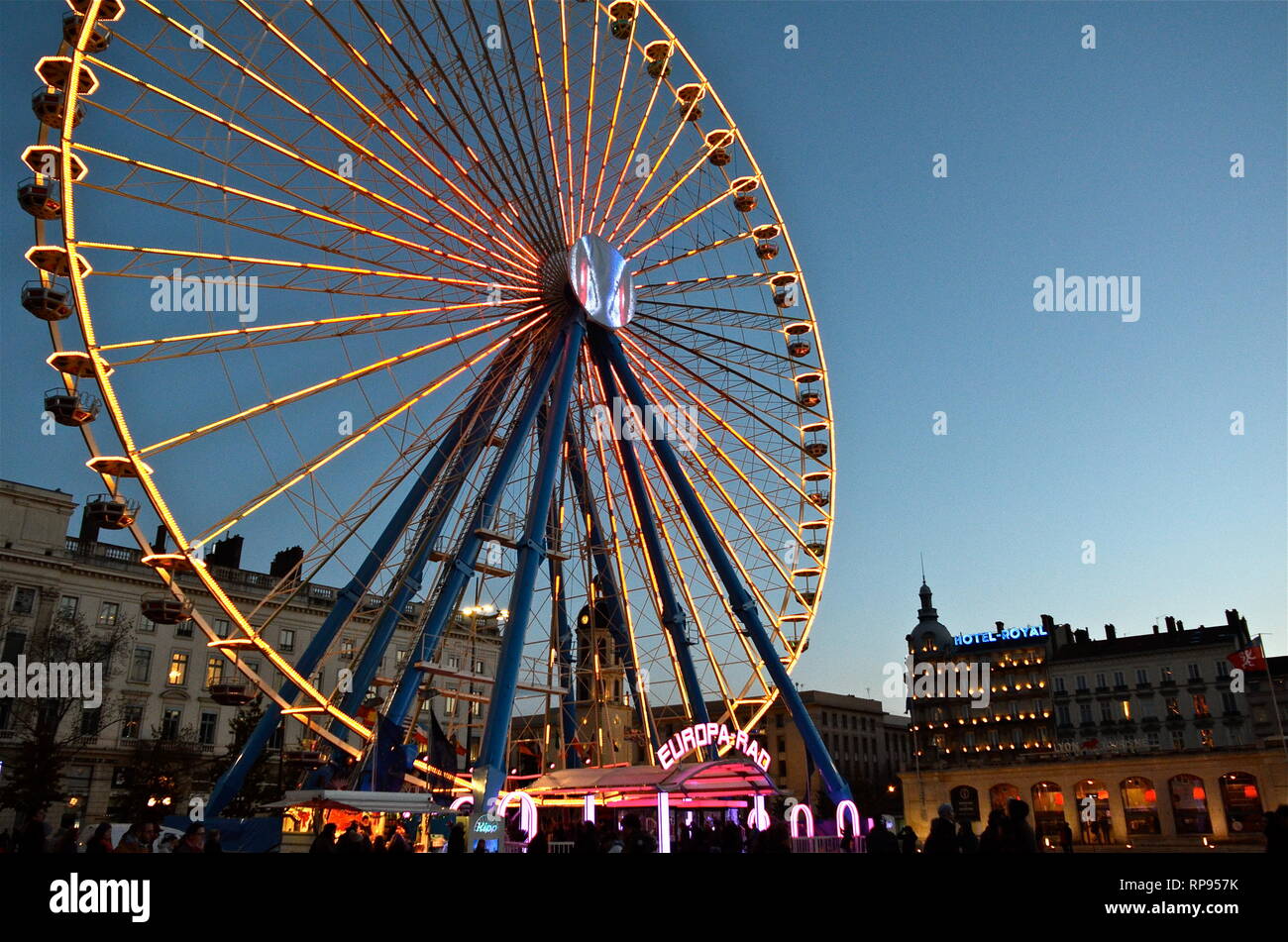 The big wheel at twilight, Lyon, France Stock Photo - Alamy