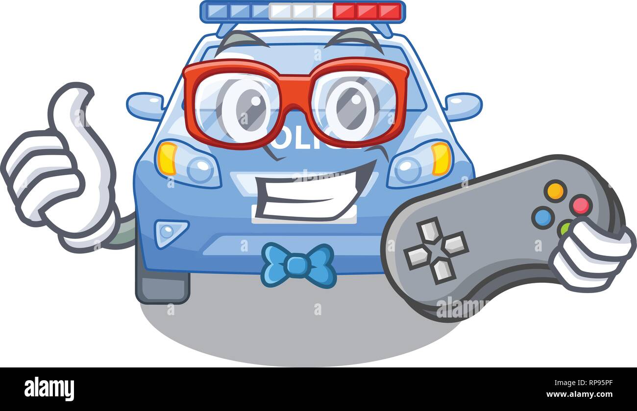 Gamer miniature cartoon police car on table Stock Vector Image & Art ...