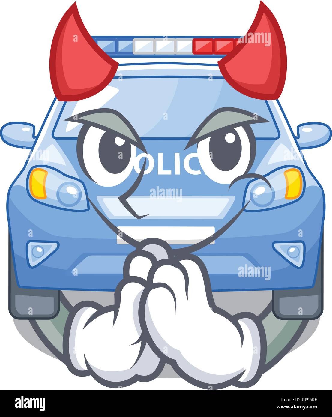 Devil miniature cartoon police car on table Stock Vector Image & Art ...