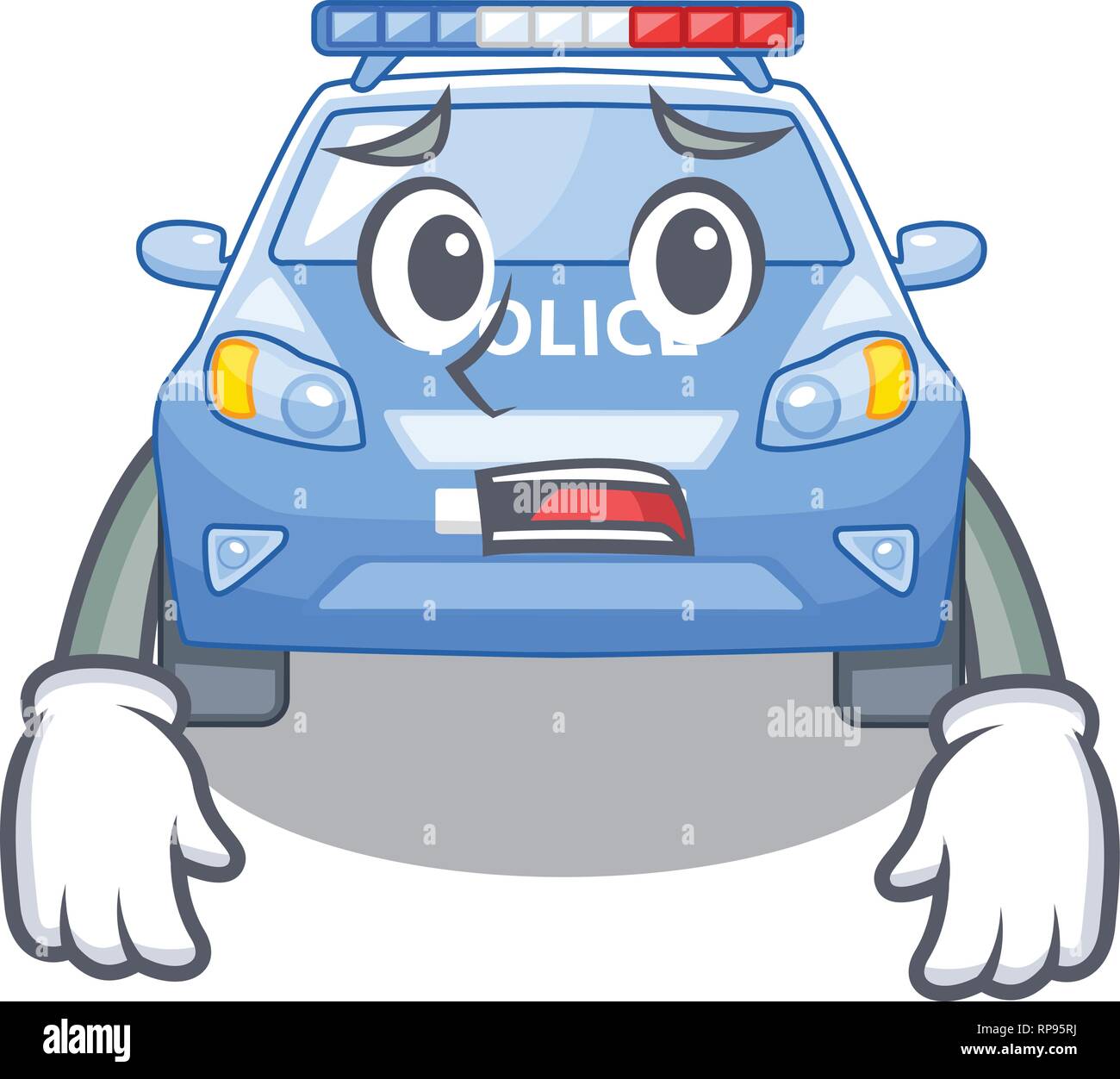 Afraid miniature cartoon police car on table Stock Vector Image & Art ...