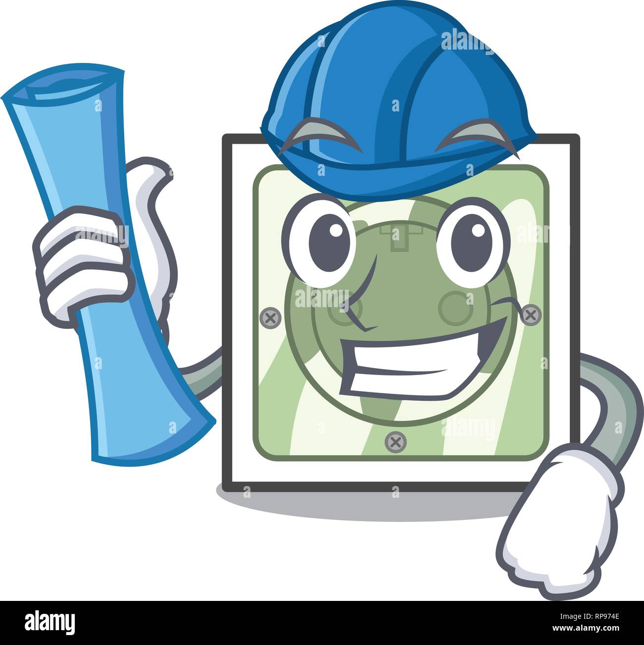 Architect power socket attached the mascot wall Stock Vector Image ...