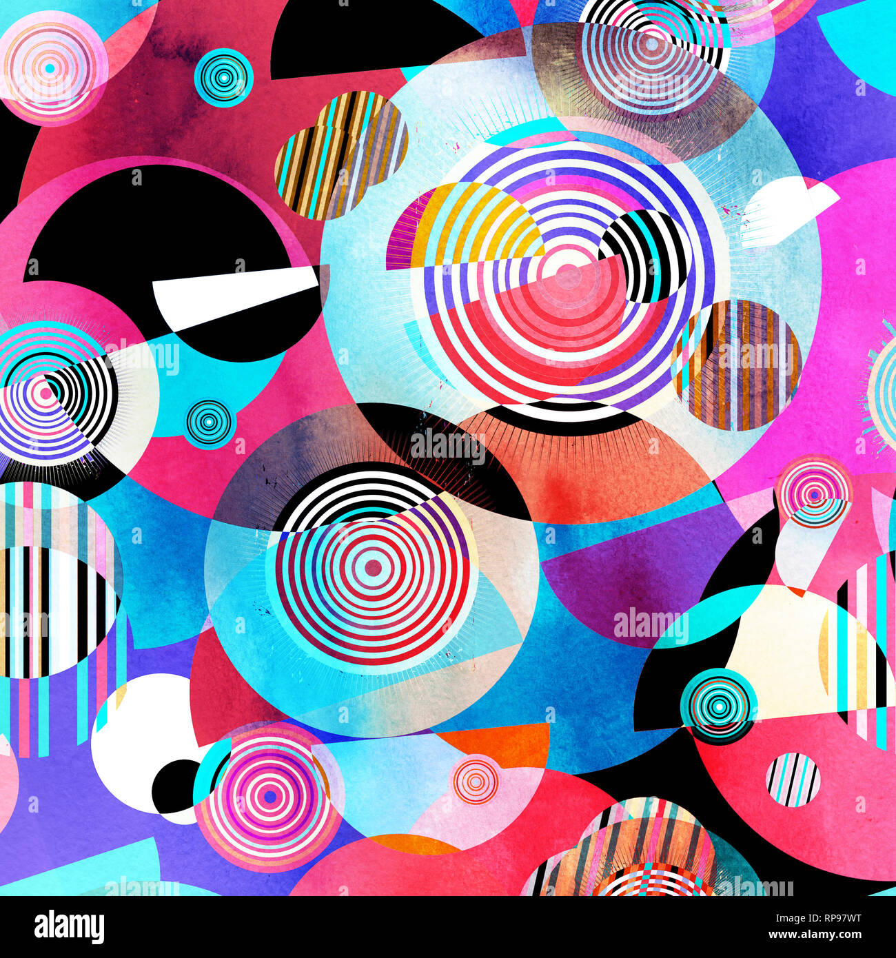 Watercolor abstract background with different geometric color objects ...