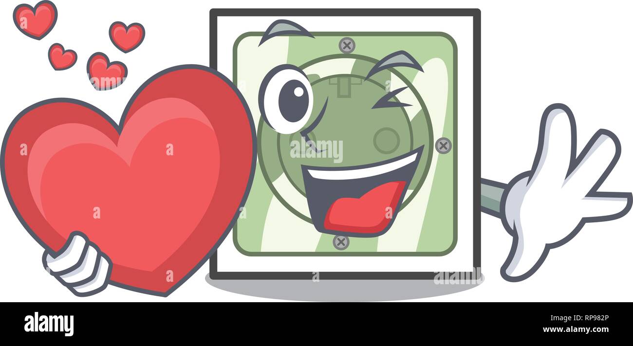 With heart power socket on wooden cartoon table Stock Vector Image ...