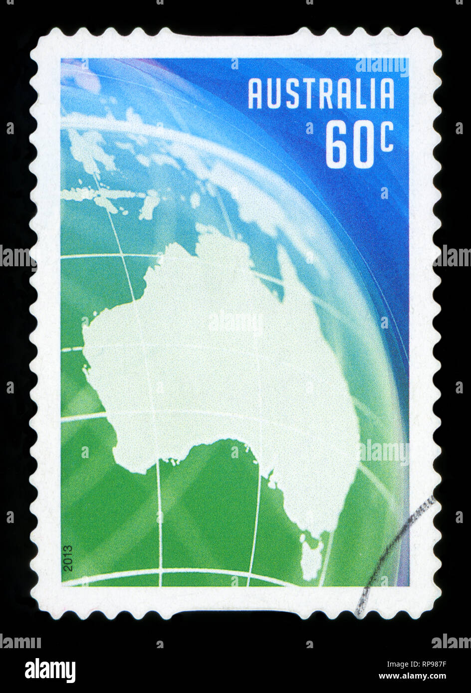 AUSTRALIA - CIRCA 2013: a stamp printed in the Australia shows Map of ...