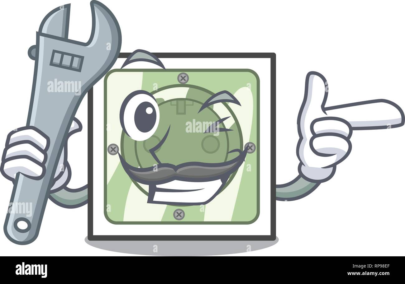 Mechanic power socket isolated with in mascot Stock Vector Image & Art ...