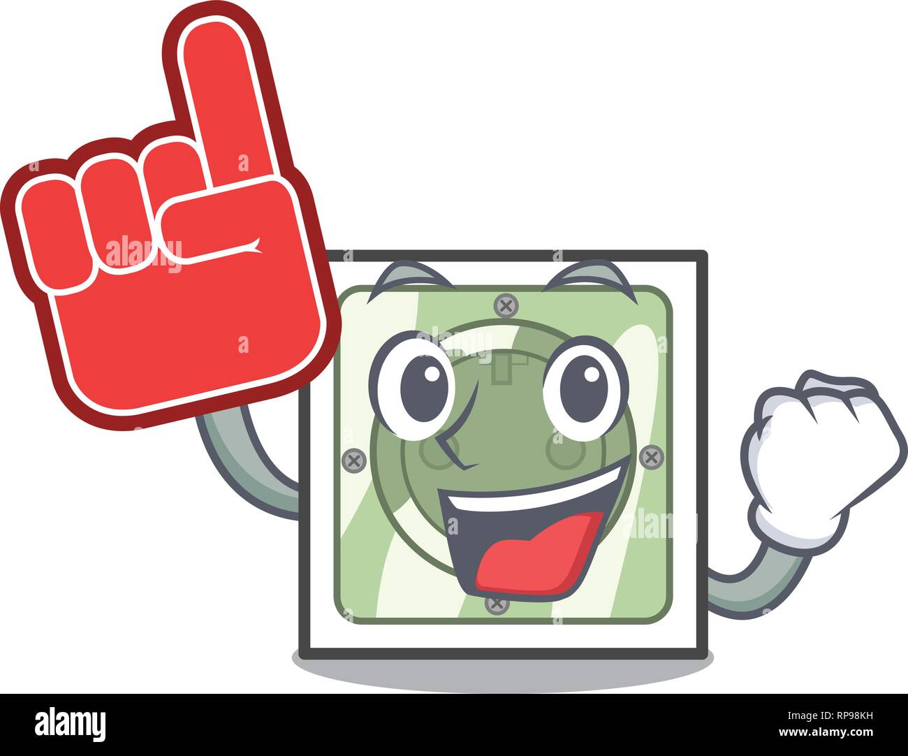 Foam finger power socket isolated with in mascot Stock Vector Image ...