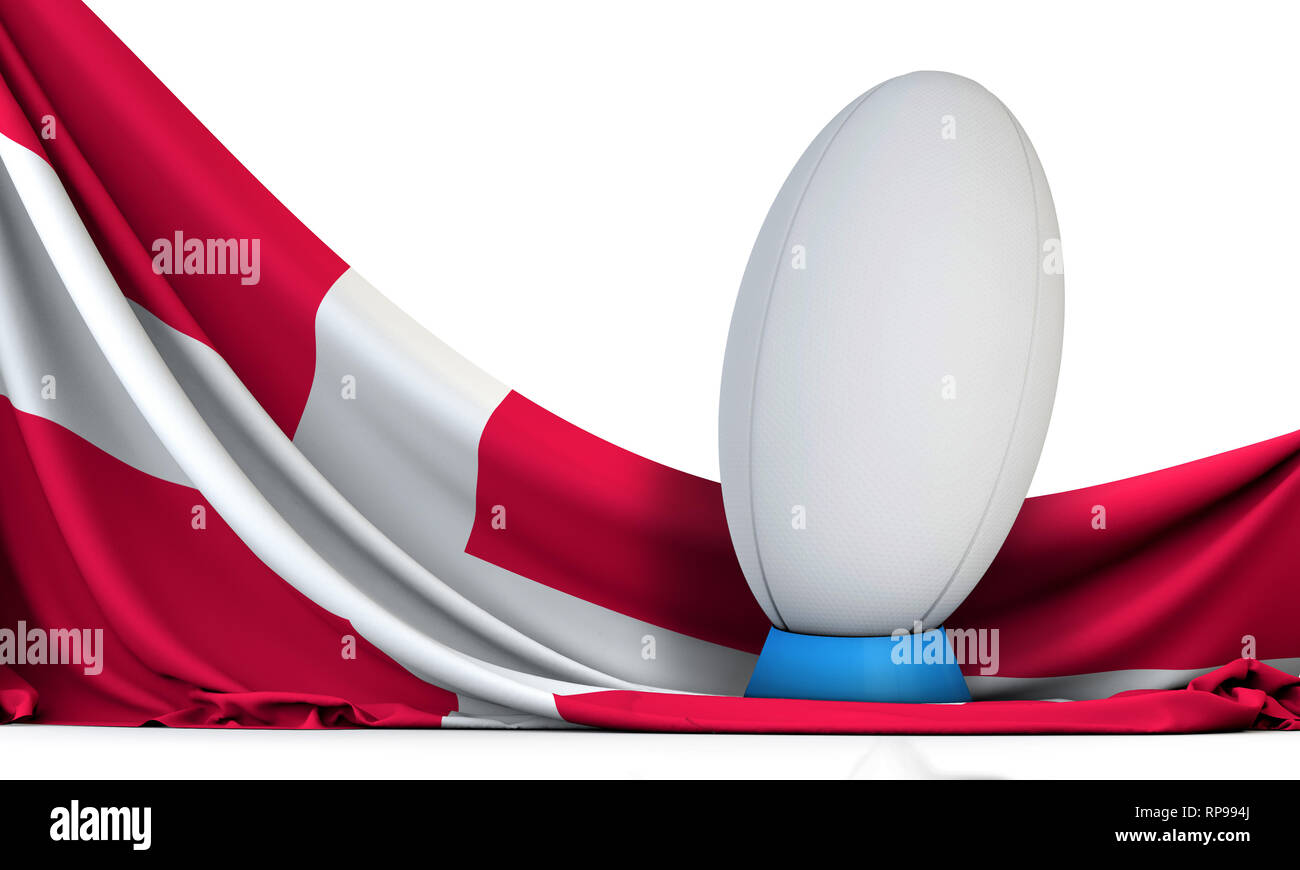 Denmark flag with rugby sport ball. 3D Rendering Stock Photo - Alamy