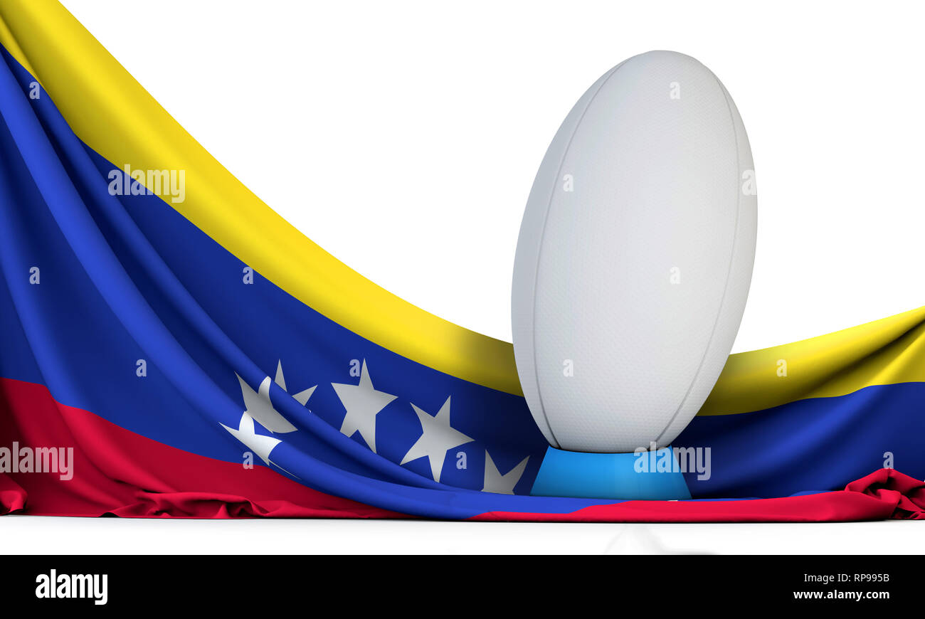 Venezuela flag with rugby sport ball. 3D Rendering Stock Photo - Alamy