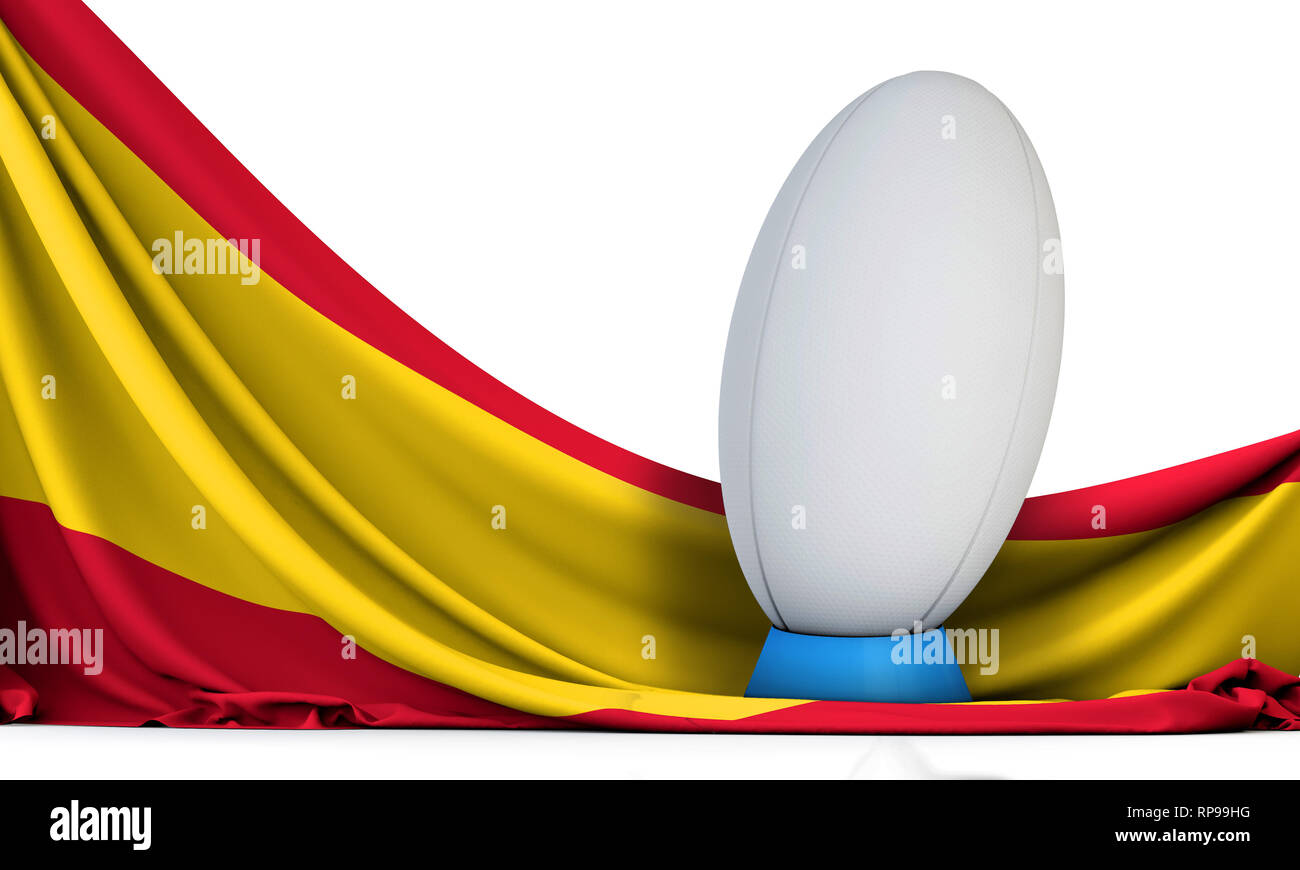 Spain flag with rugby sport ball. 3D Rendering Stock Photo - Alamy