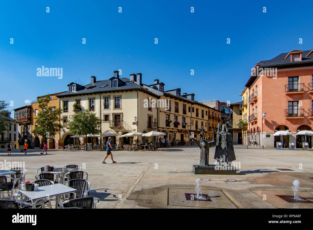 Ponferrada, Leon, Spain; June 2017: view of the Encina Square of the ...