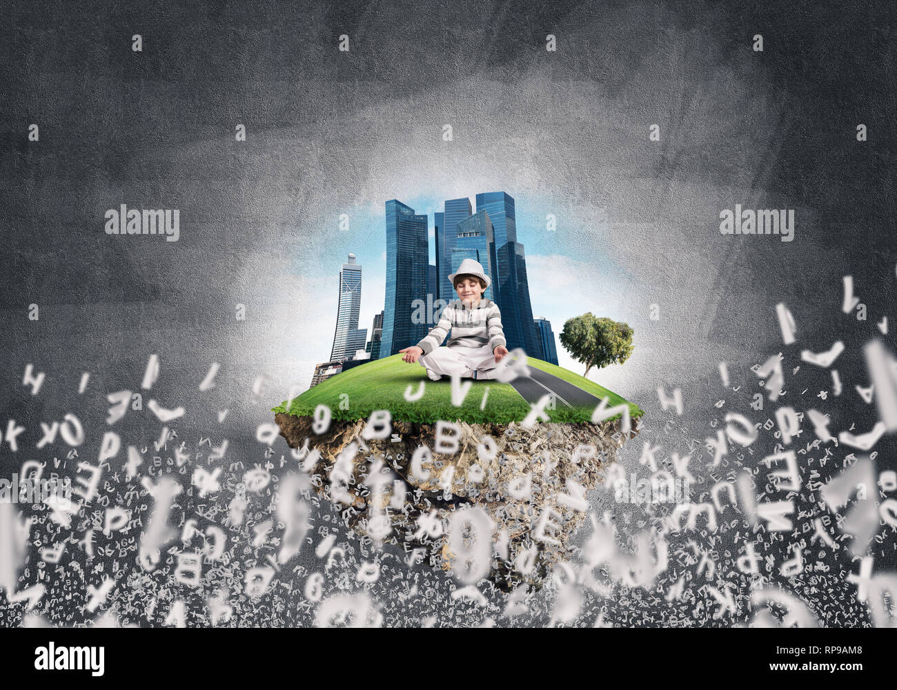 Little boy keeping mind conscious Stock Photo - Alamy
