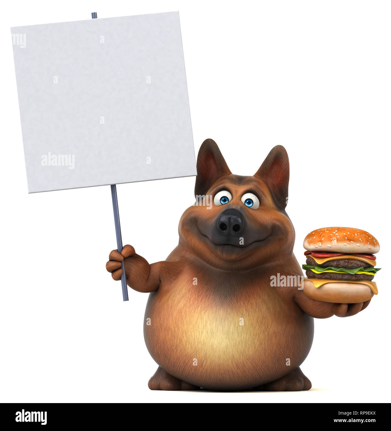 Fun german shepherd dog - 3D Illustration Stock Photo - Alamy