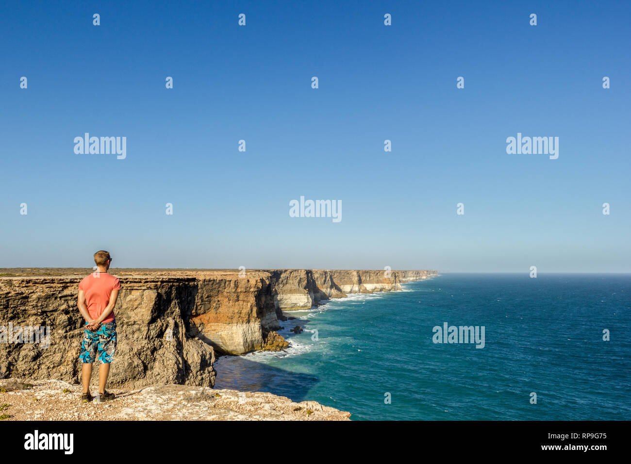beautiful and famous Great Australian Bight Lookout at the Bunda Cliffs ...
