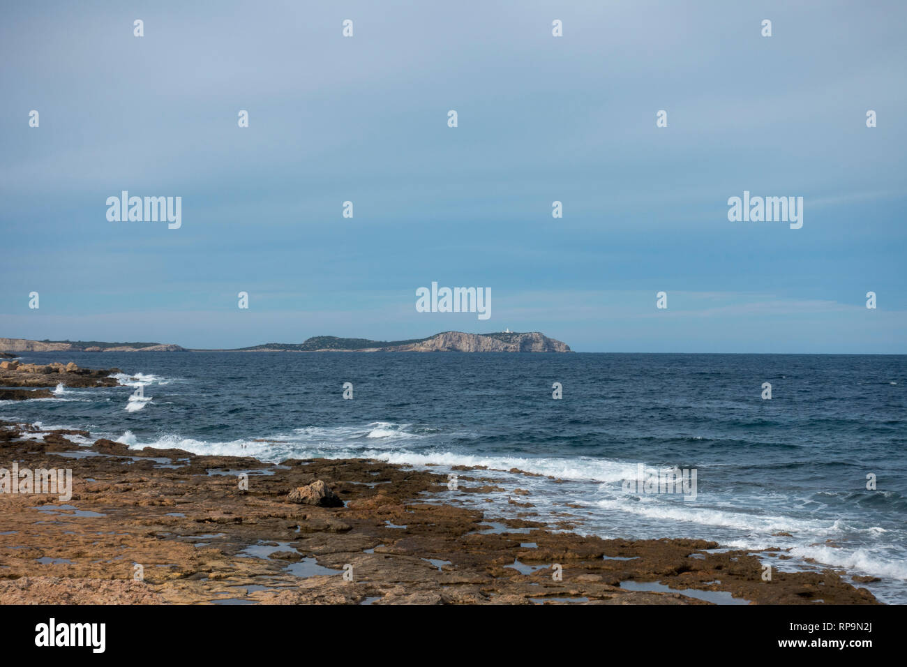 The coast of Ibiza one day with very bad sea, Spain Stock Photo - Alamy