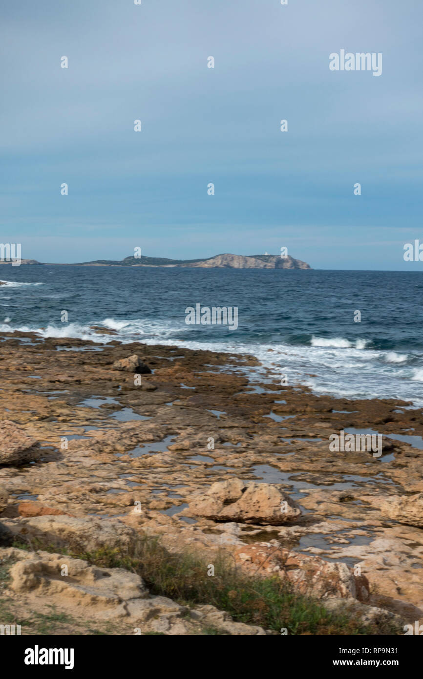 The coast of Ibiza one day with very bad sea, Spain Stock Photo - Alamy