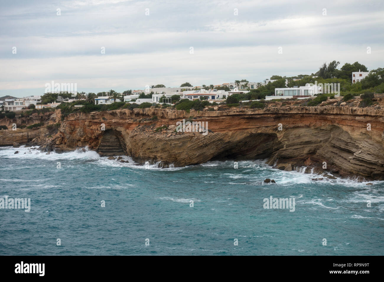 The coast of Ibiza one day with very bad sea, Spain Stock Photo - Alamy