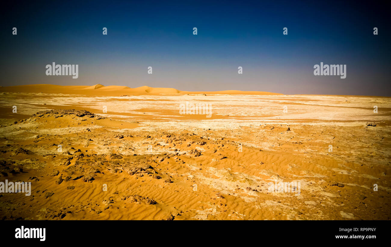 Panorama landscape at Great sand sea around Siwa oasis , Egypt Stock ...