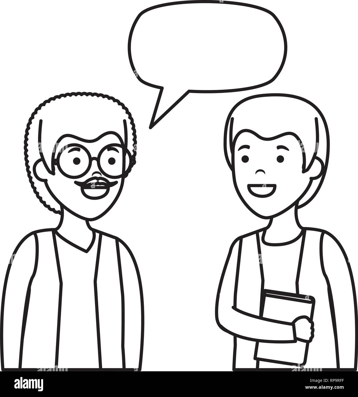 young couple men talking characters vector illustration design Stock ...