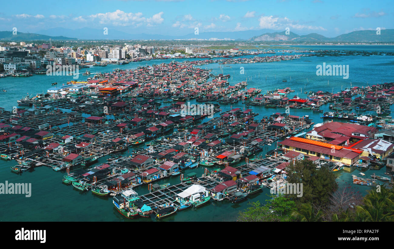 Linshui, Hainan, China Fishermans Village - view from above Stock Photo ...