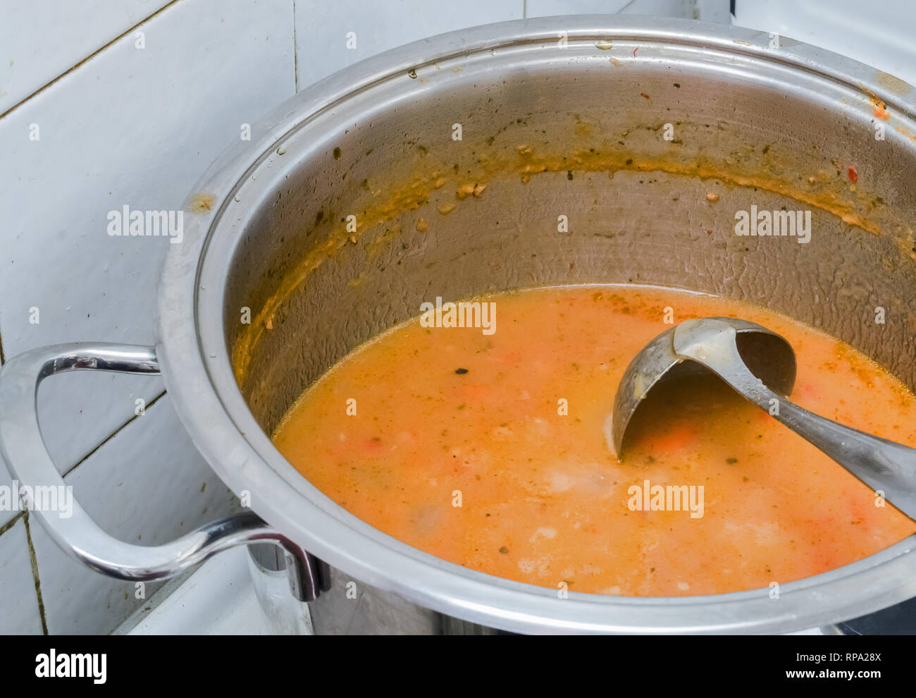 Closeup of cooked beans in a pot made by traditional recipe Stock Photo ...
