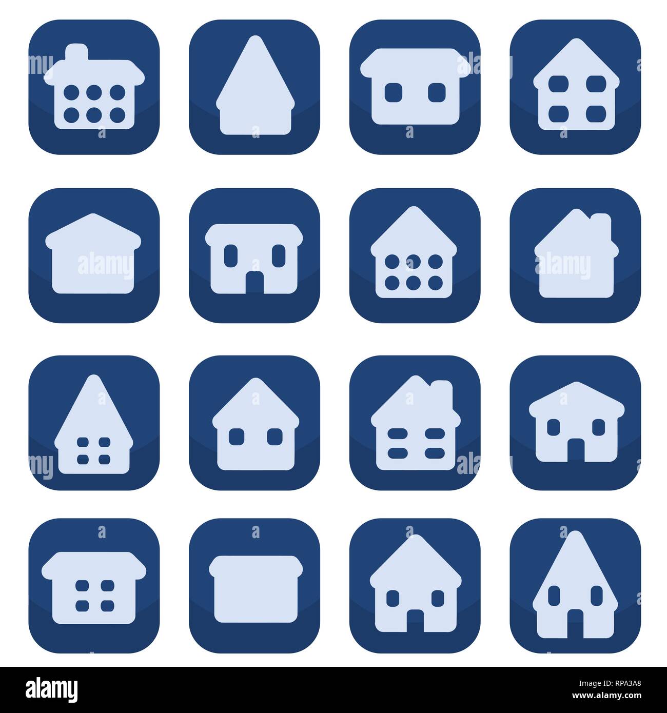 Home icon button set - house rounded icon collection. Illustration ...