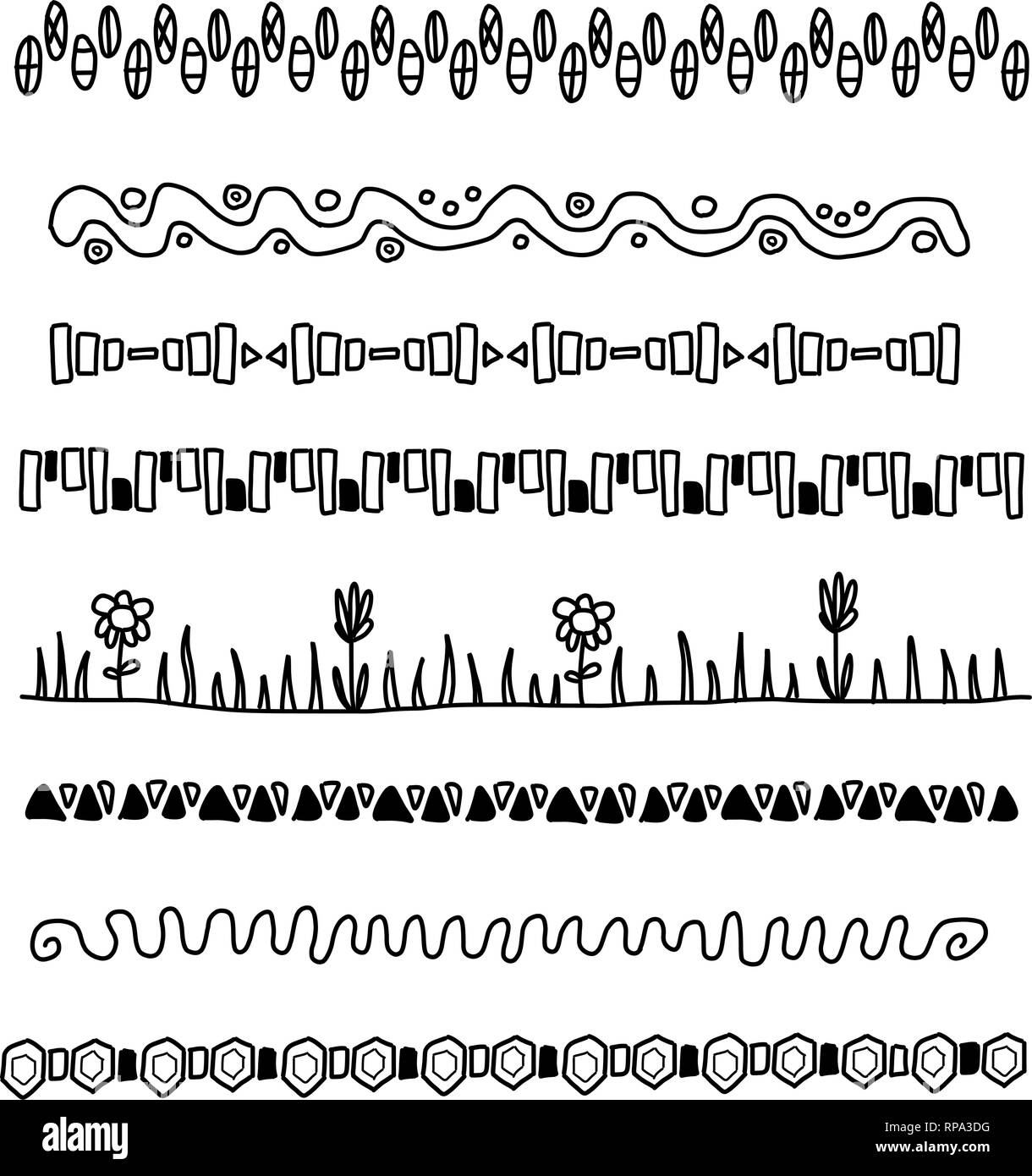 Collection of dividers illustration. Doodle border or divider clipart ...