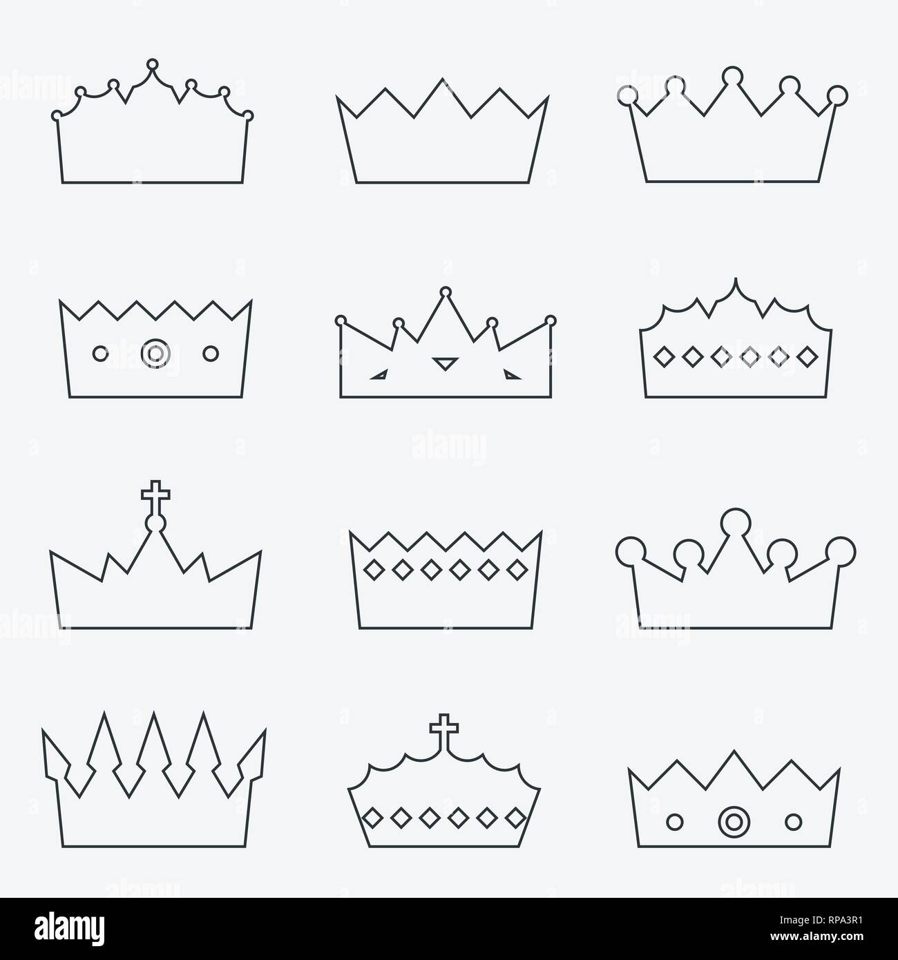 Crown icon collection - royal insignia vector illustration set Stock ...
