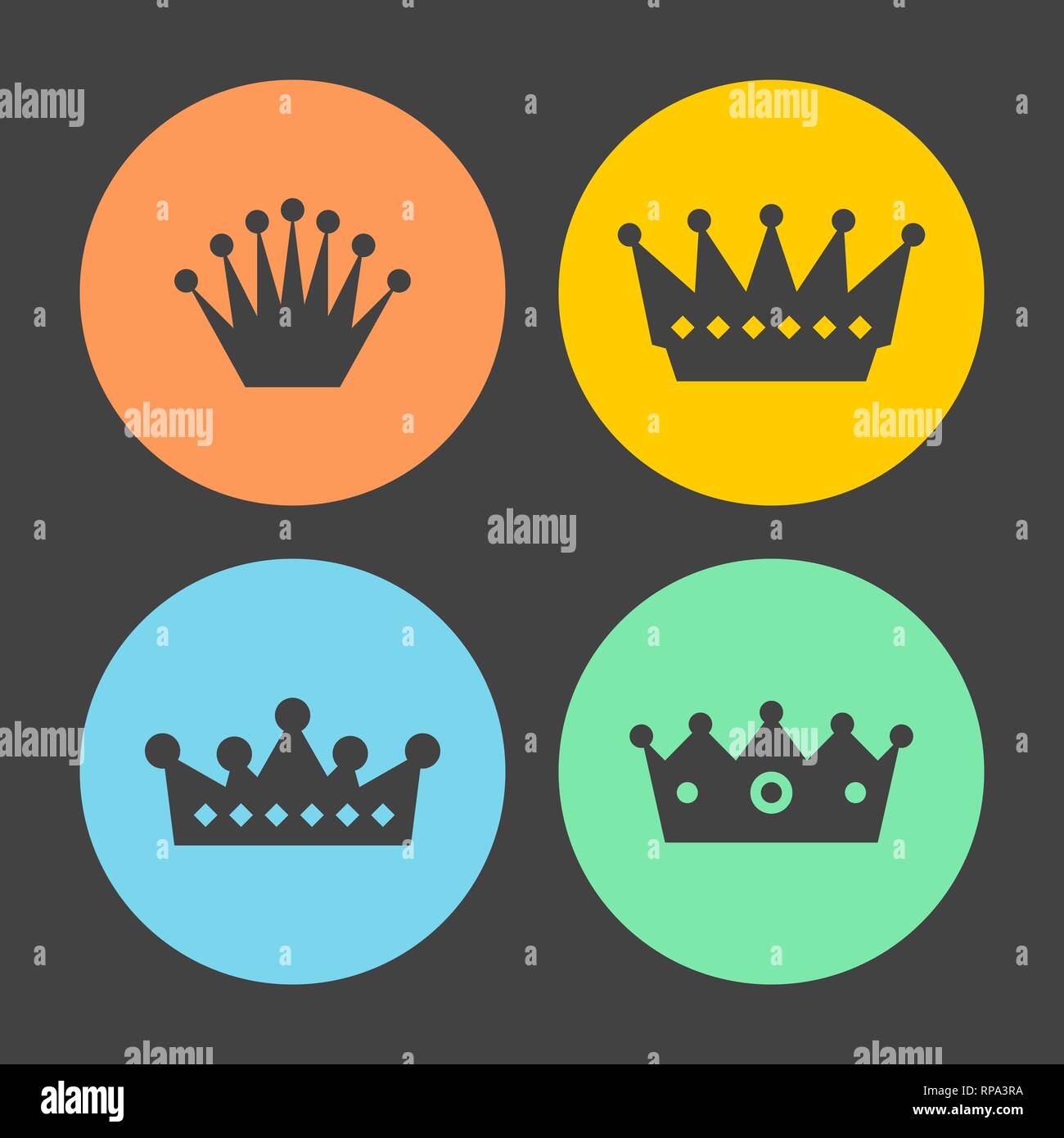 Crown vector icons set - royal insignia illustration Stock Vector Image ...