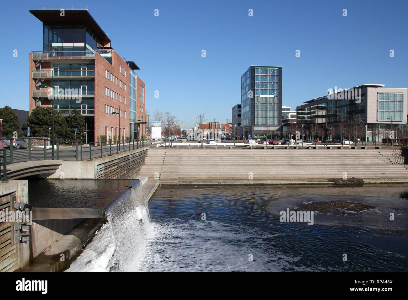 Malmo, Sweden - contemporary cityscape with waterway system. Malmo ...