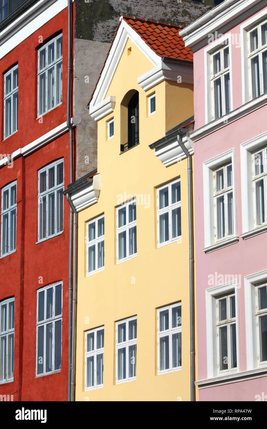 Copenhagen, Denmark - colorful buildings of Nyhavn street. Oresund ...