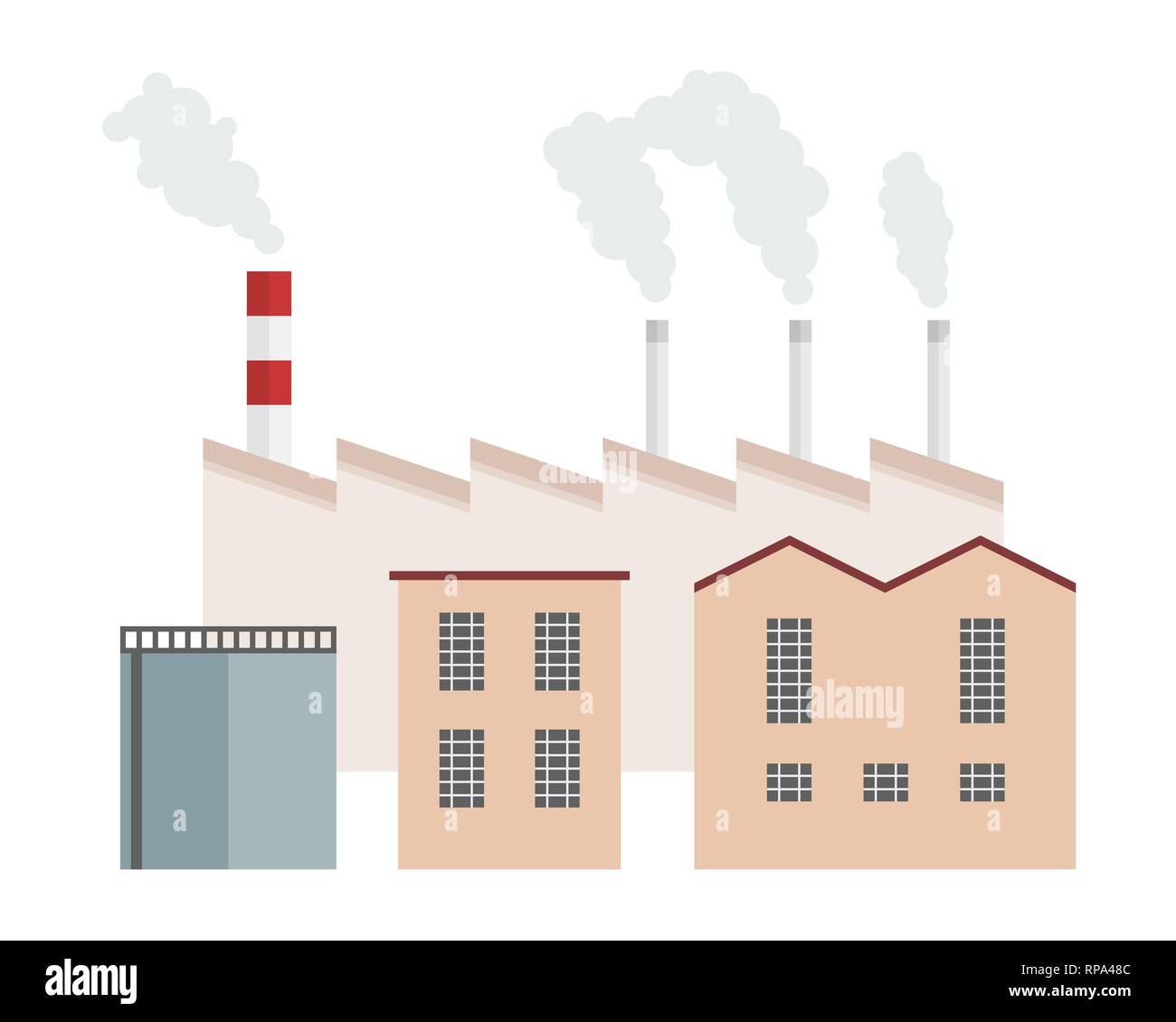 Factory building - industrial manufacturing plant architecture vector ...
