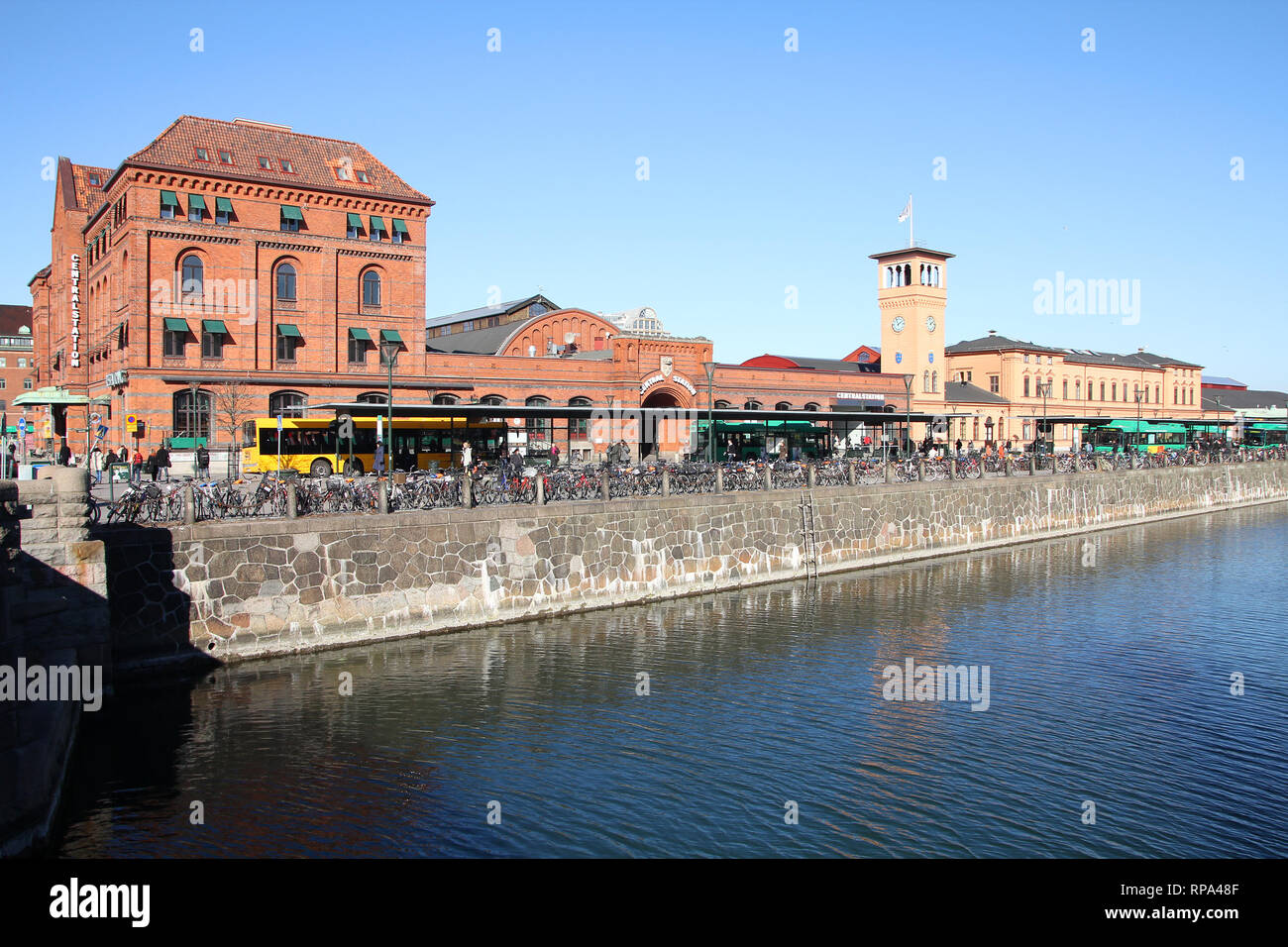 Malmo, Sweden - Central Station. Train station with bus stops and ...