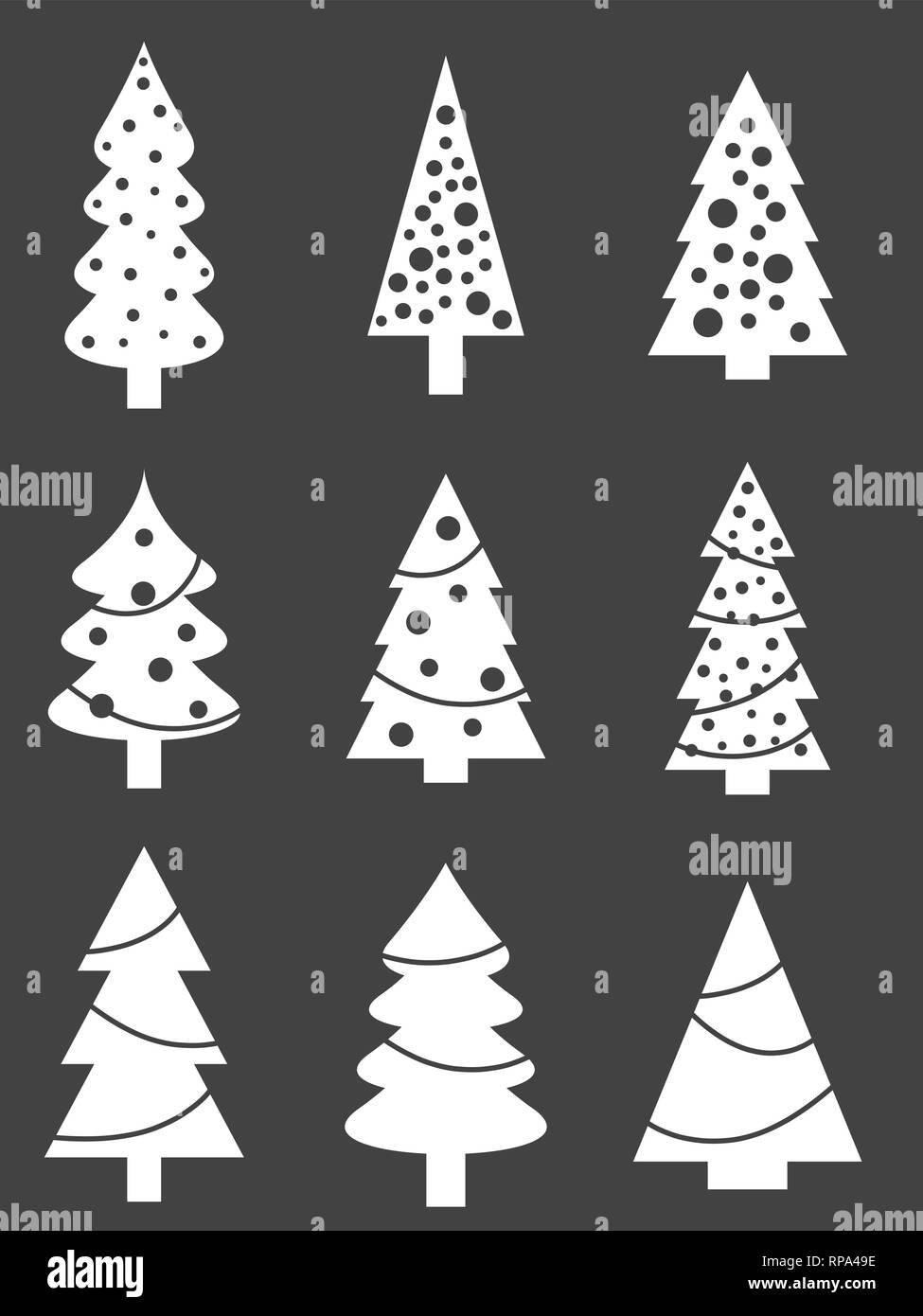 Christmas tree icon set. Christmas tree shapes vector graphics Stock ...