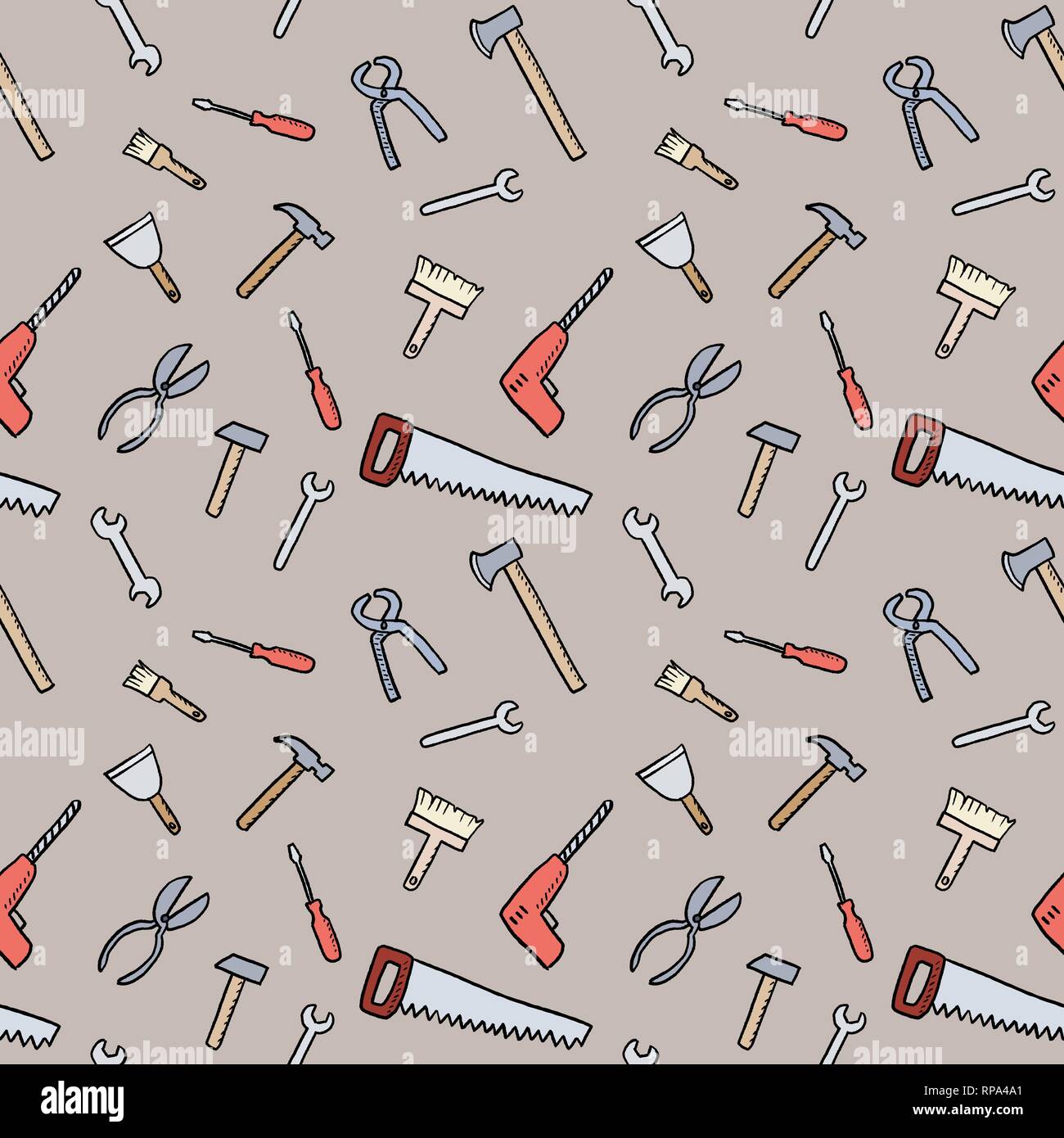 Tools background - seamless texture. DIY and woodworking tools vector ...