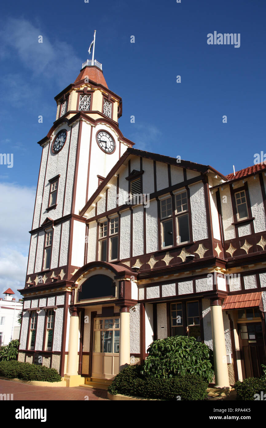 Rotorua town hall. Old architecture in New Zealand Stock Photo - Alamy