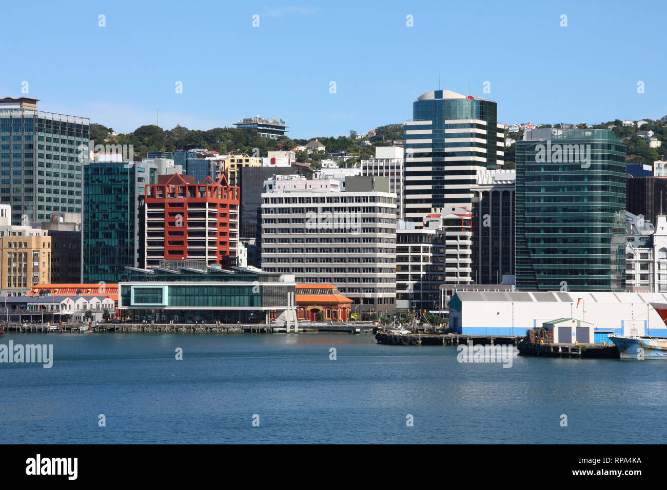 Wellington, New Zealand - skyscraper city skyline. Modern architecture ...
