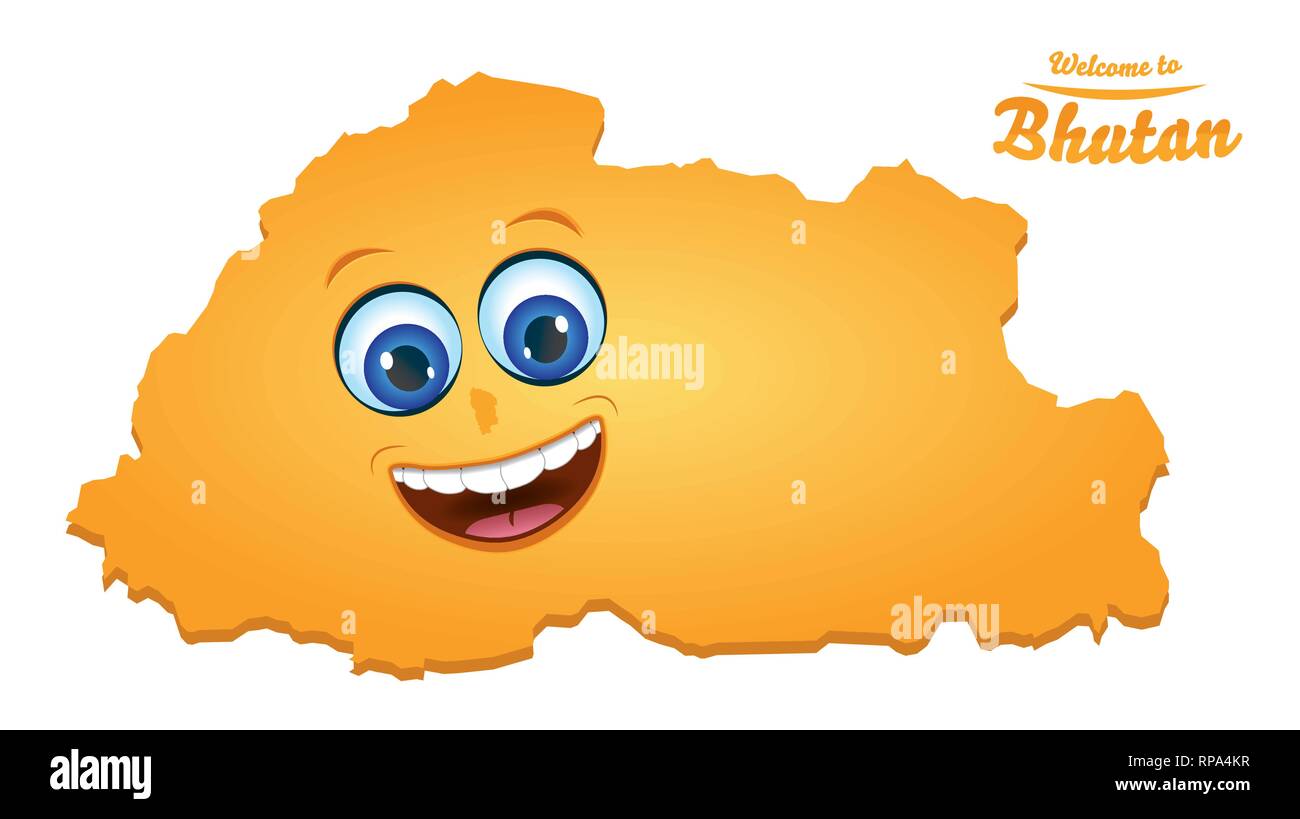 Welcome to Bhutan happy face map illustration Stock Vector Image & Art ...