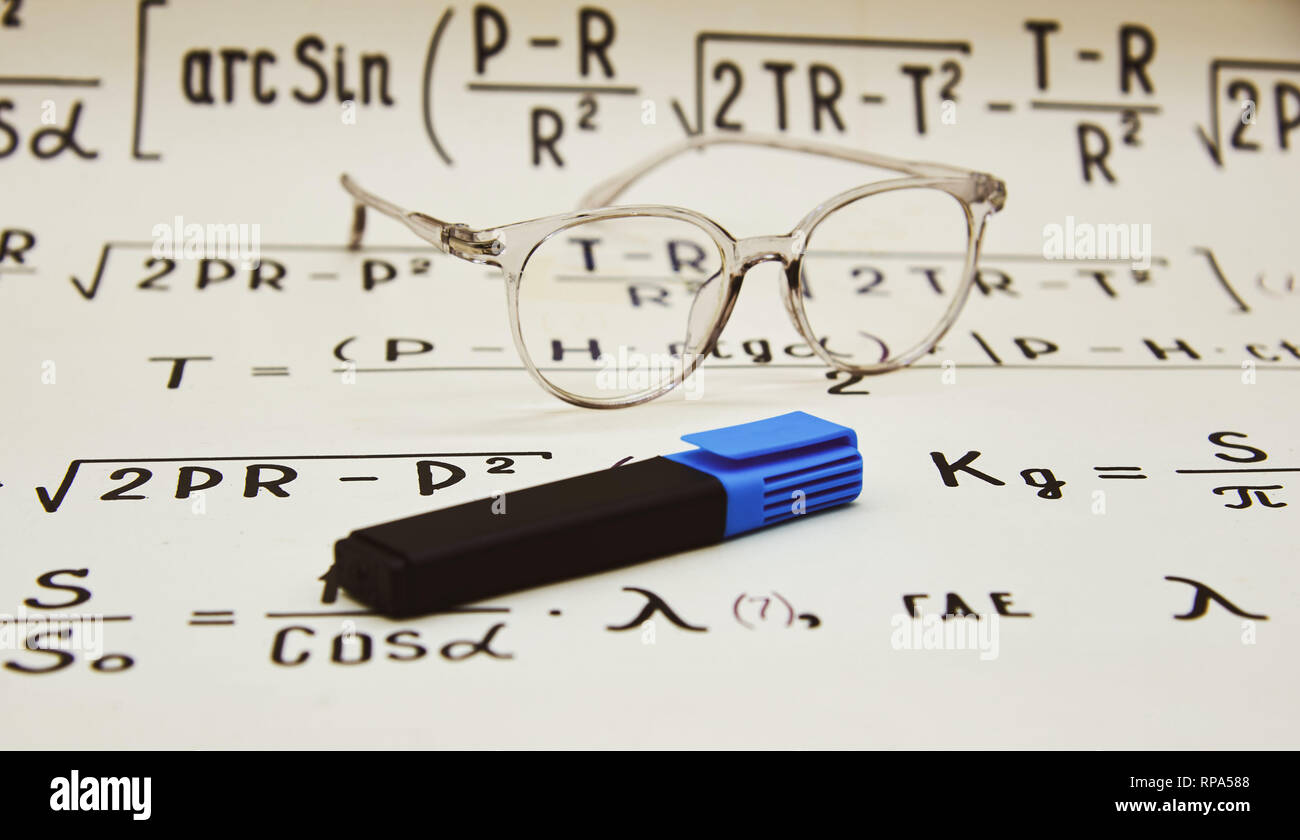 Mathematical background, handwritten formulas, points and floater Stock ...