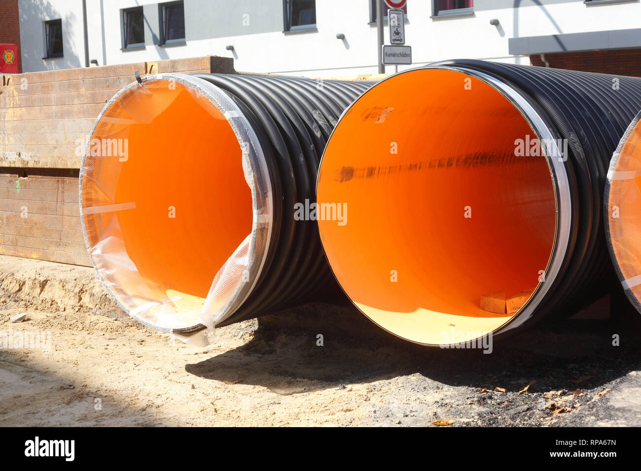 Sewer pipes on a construction site, Germany Stock Photo - Alamy