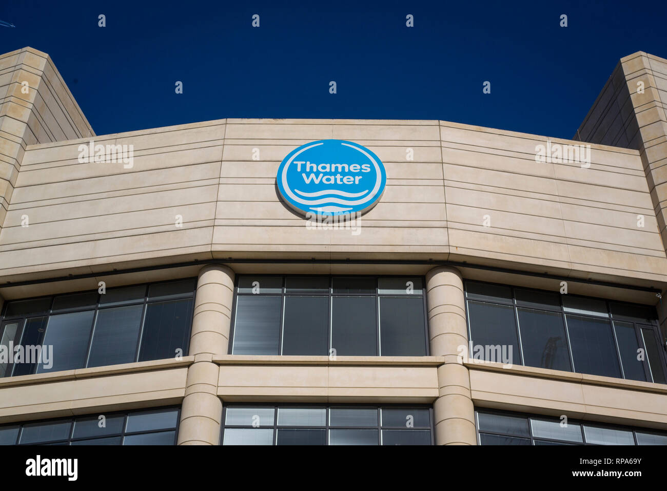 The Thames Water logo on the front of their head office, Clearwater ...