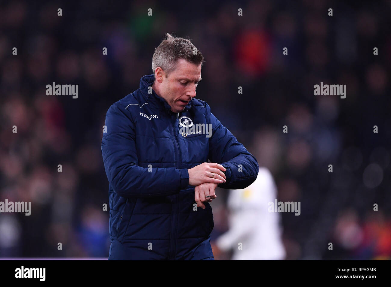 Derby, Derbyshire, UK. 20th Feb 2019. Millwall Manager Neil Harris ...