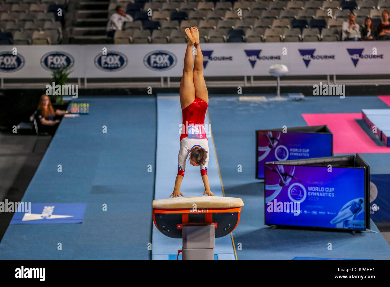 Gymnast jumping on vault hi-res stock photography and images - Alamy